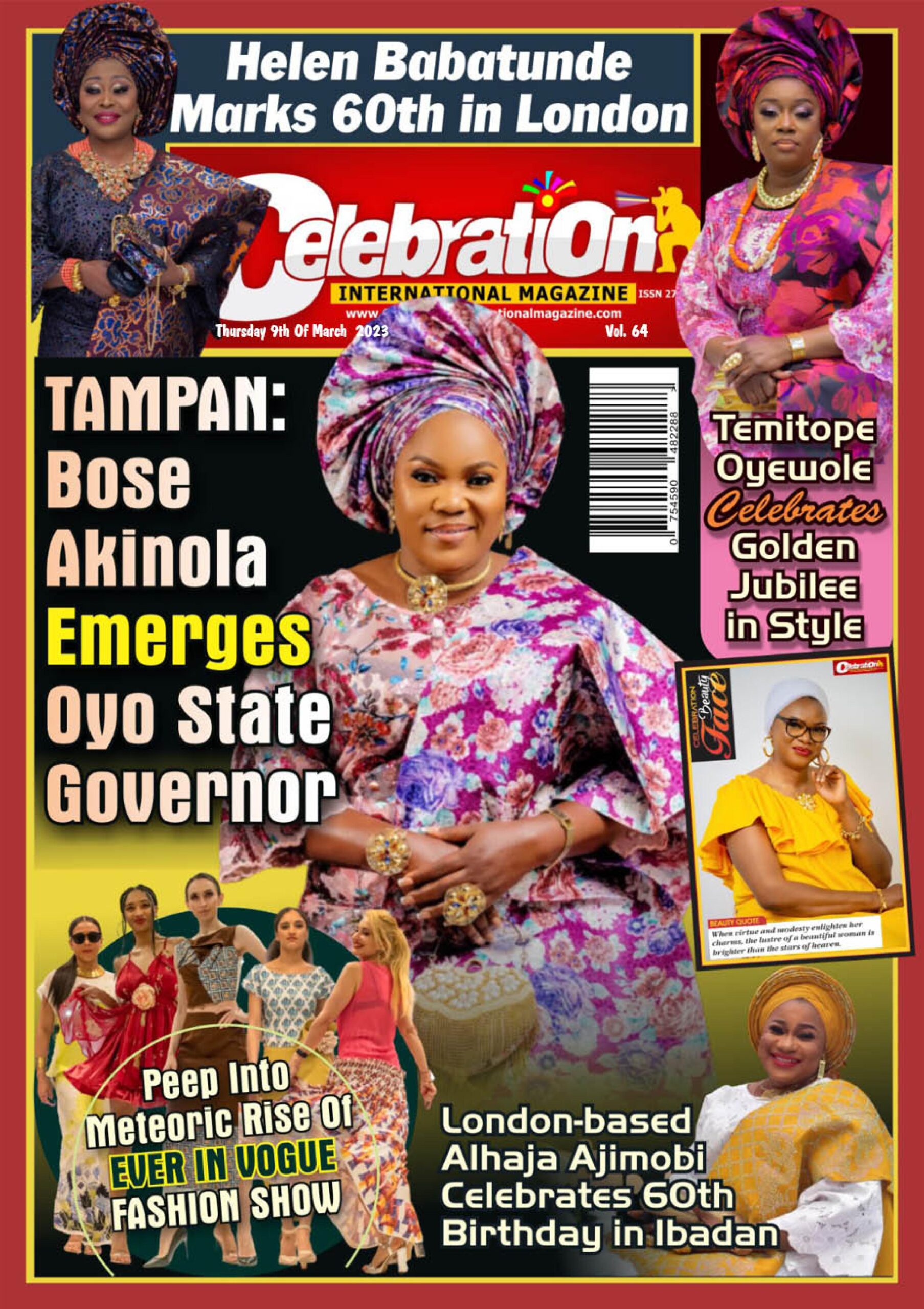 64th Edition Celebration International Magazine UK Thursday 9th March 2023